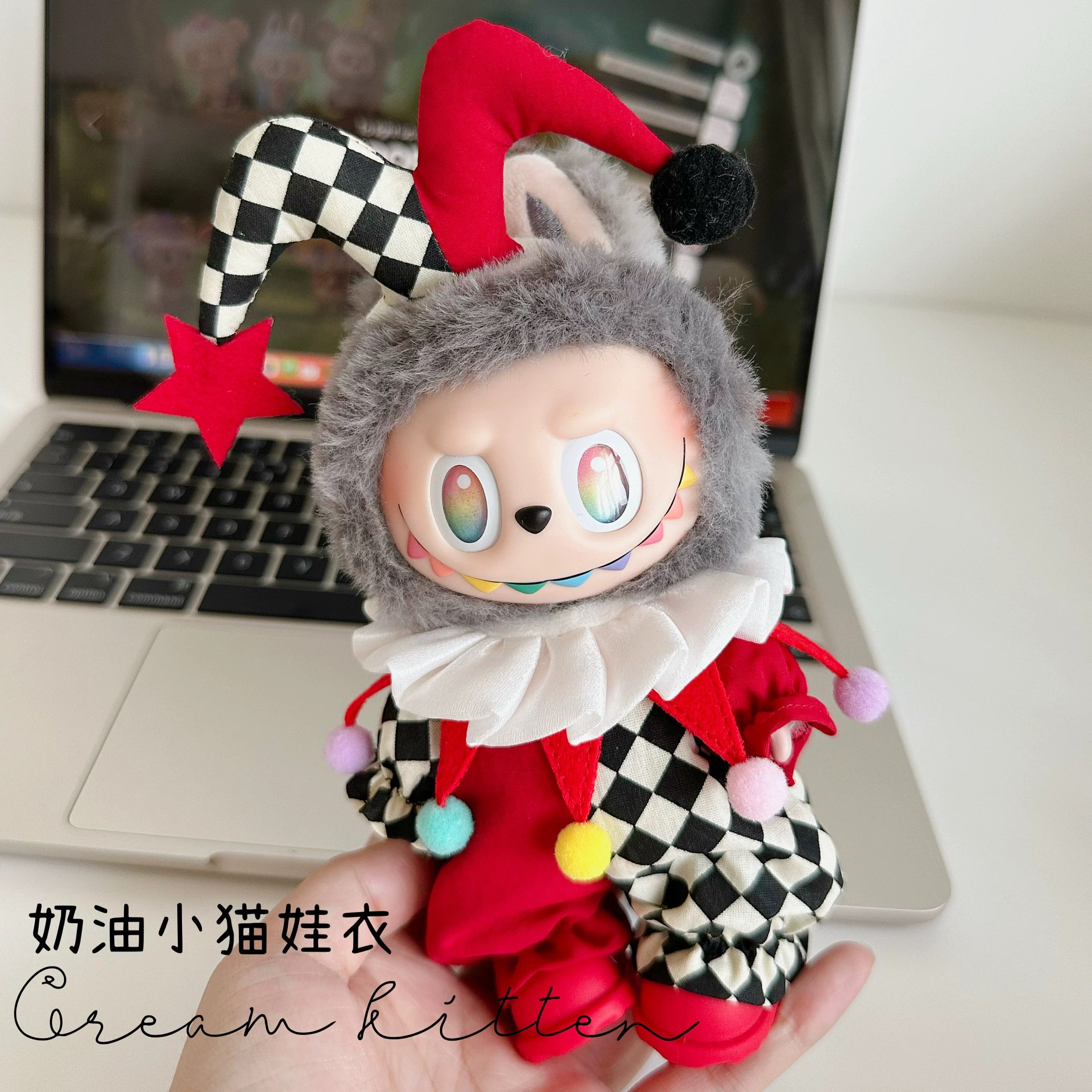 Checkered Clown Outfit for Labubu – Sweet Chillin'
